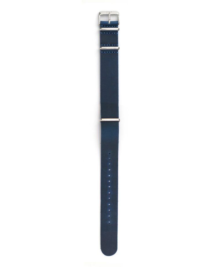 Marine-blaues Nato Strap aus Leder | Leder Nato Armband